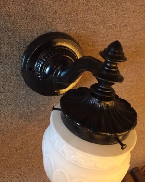 Early Cast Iron Porch Light w/ Cased Glass Shade | Eclectic Revival